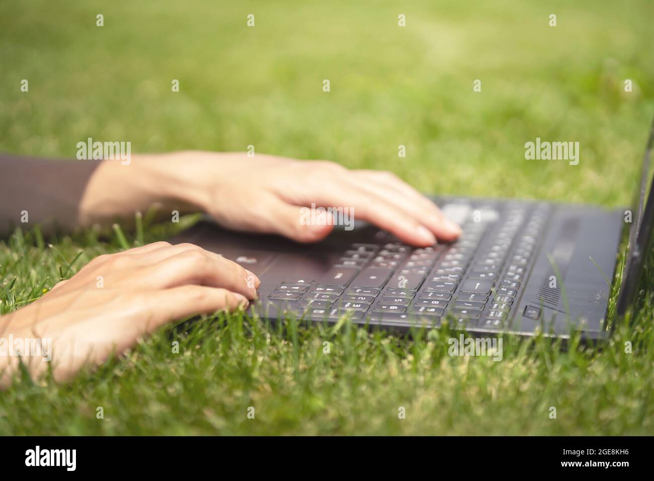 Female Hands are typing on the laptop keyboard Stock Photo - Alamy