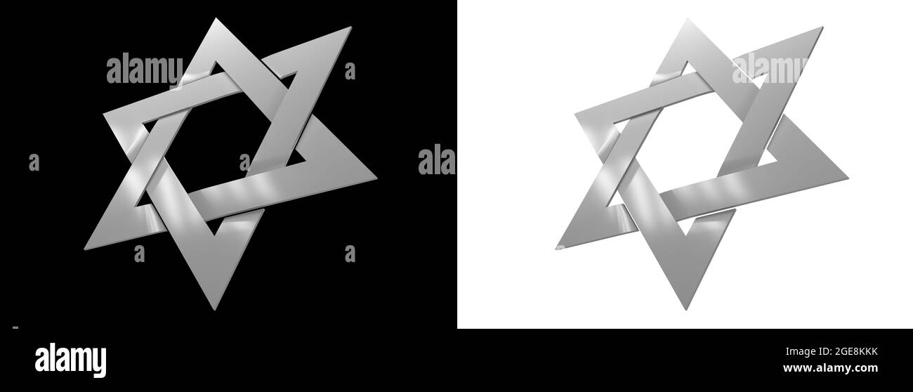 white shield of david symbol isolated. cg object 3D illustration Stock ...