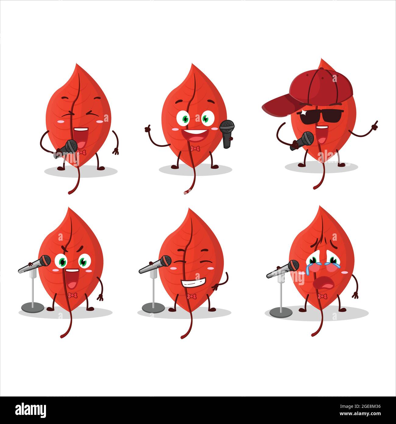 A Cute Cartoon design concept of hornbeam leaf singing a famous song ...