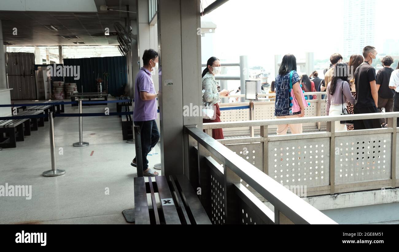 Sathorn Pier Chao Phraya River Express Dock for Orange Flag Boat Stock ...