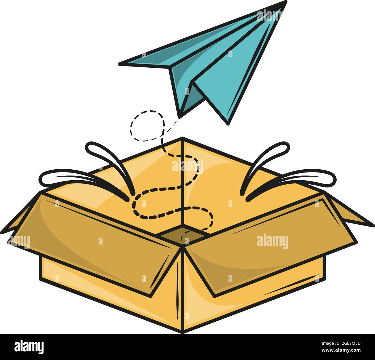 paper plane coming out box Stock Vector Image & Art - Alamy