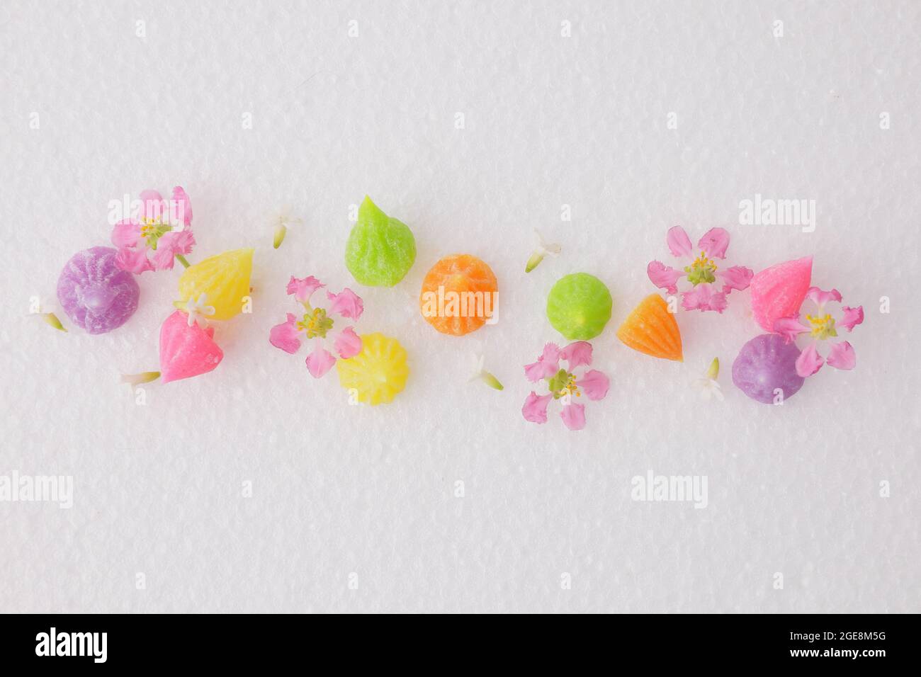 A colorful Thai dessert called Alua.Arranged with beautiful decorative ...