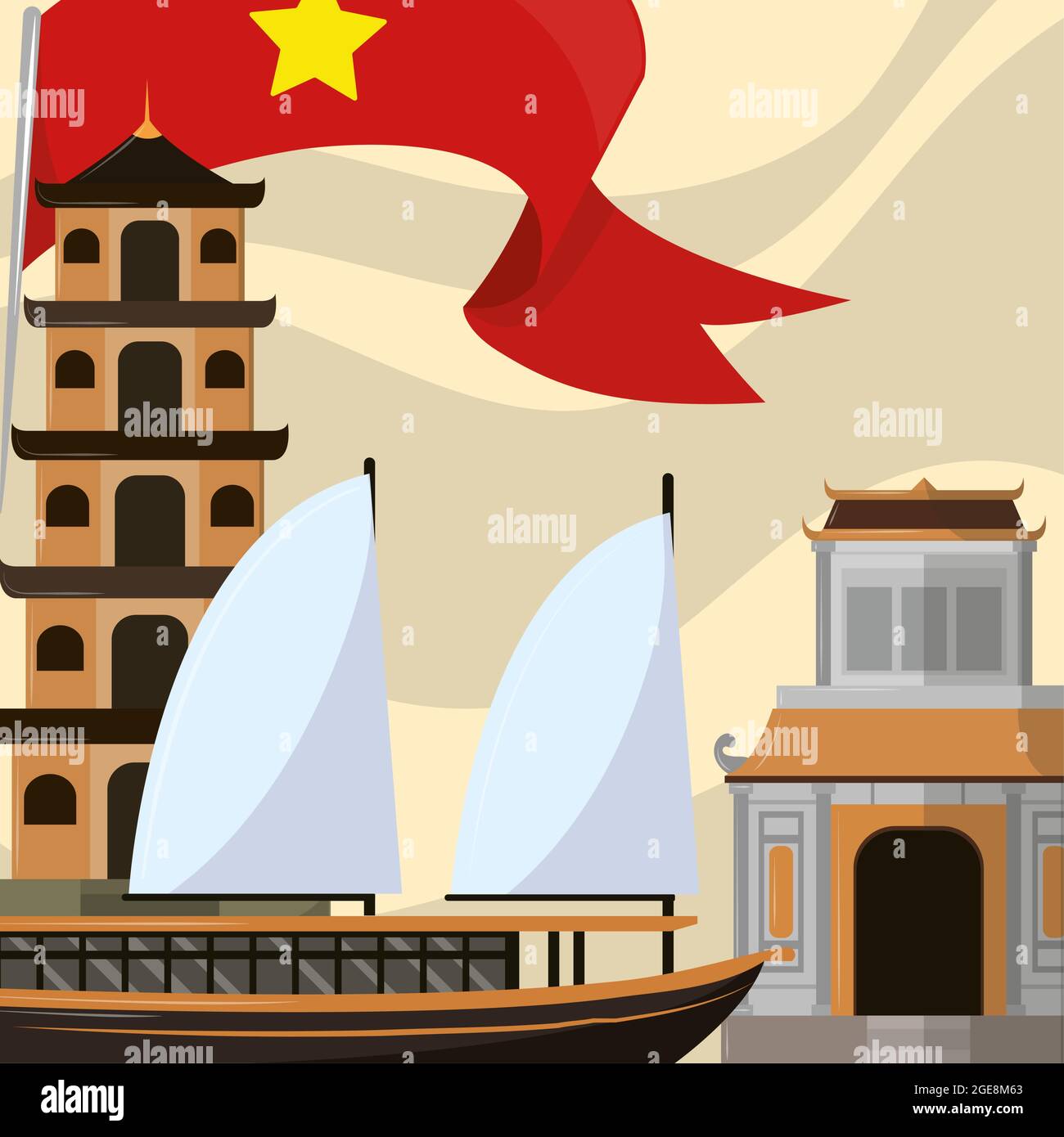 Vietnam landmark buildings Stock Vector Images - Alamy