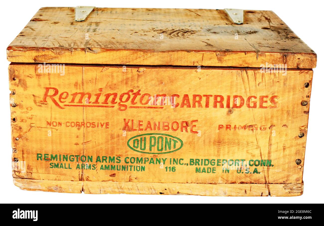 An old weathered timber Remington Cartridge box Stock Photo - Alamy