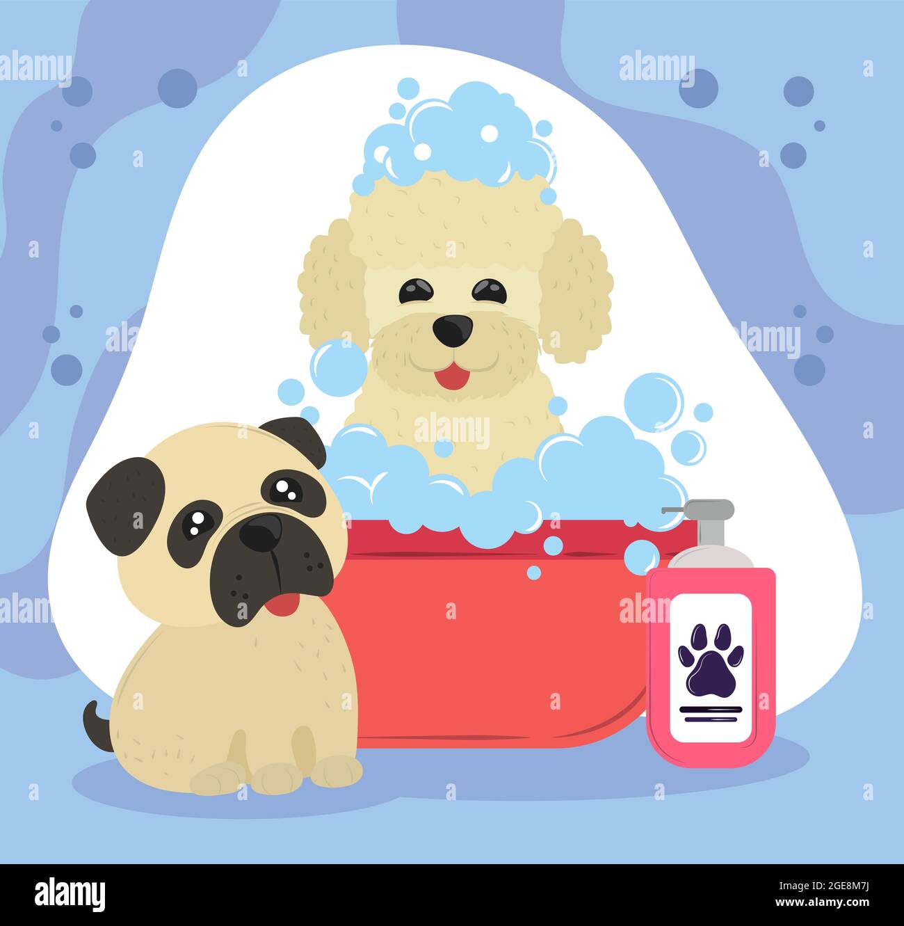 Bathing a dog Stock Vector Images - Alamy