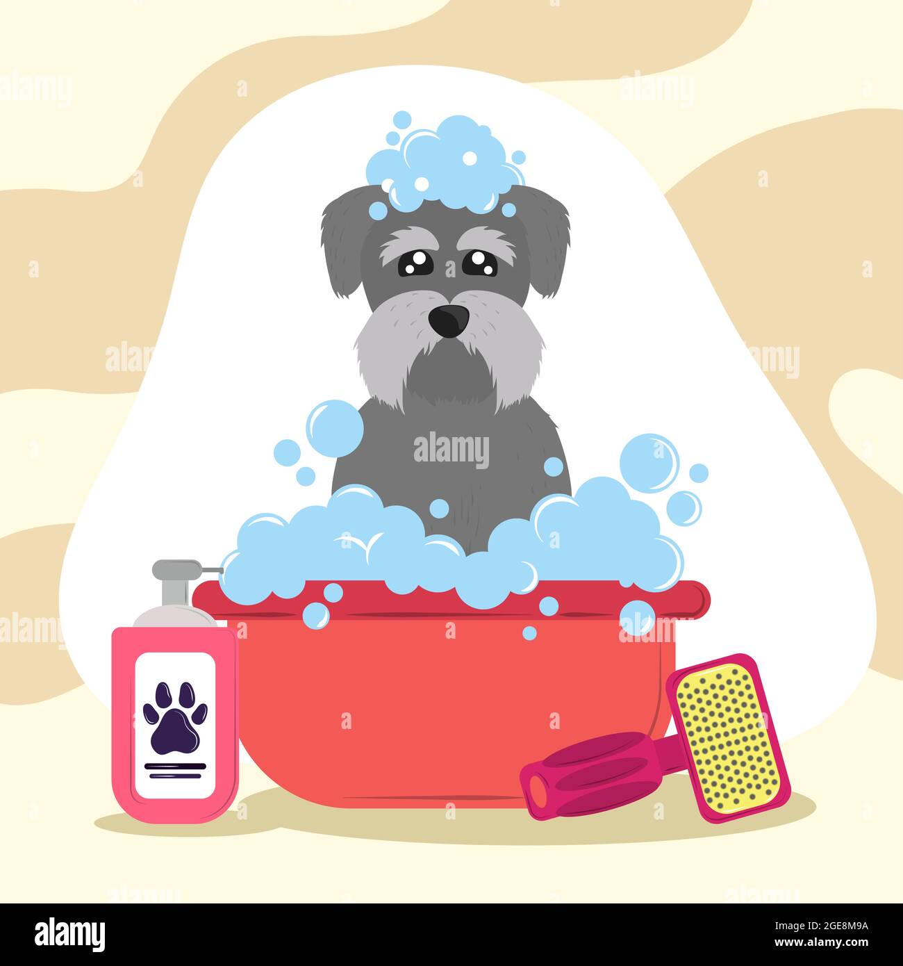 Bathing a dog Stock Vector Images - Alamy