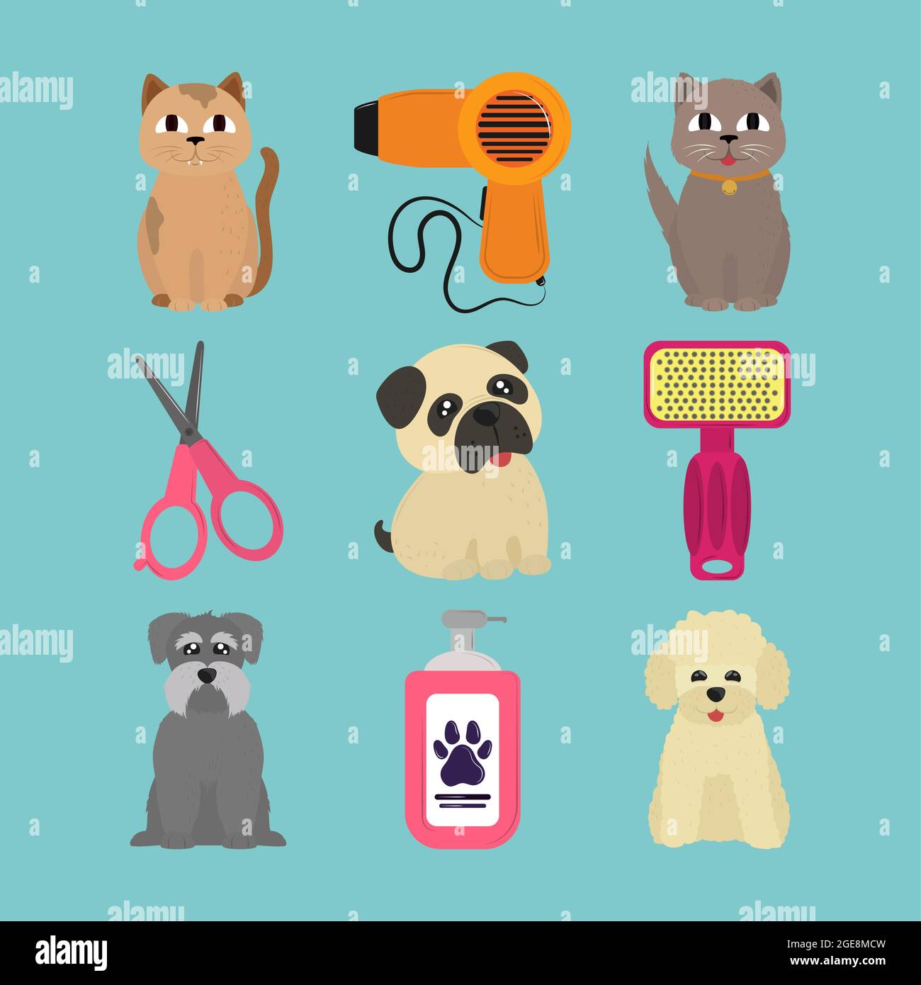 pet grooming icons set Stock Vector Image & Art - Alamy