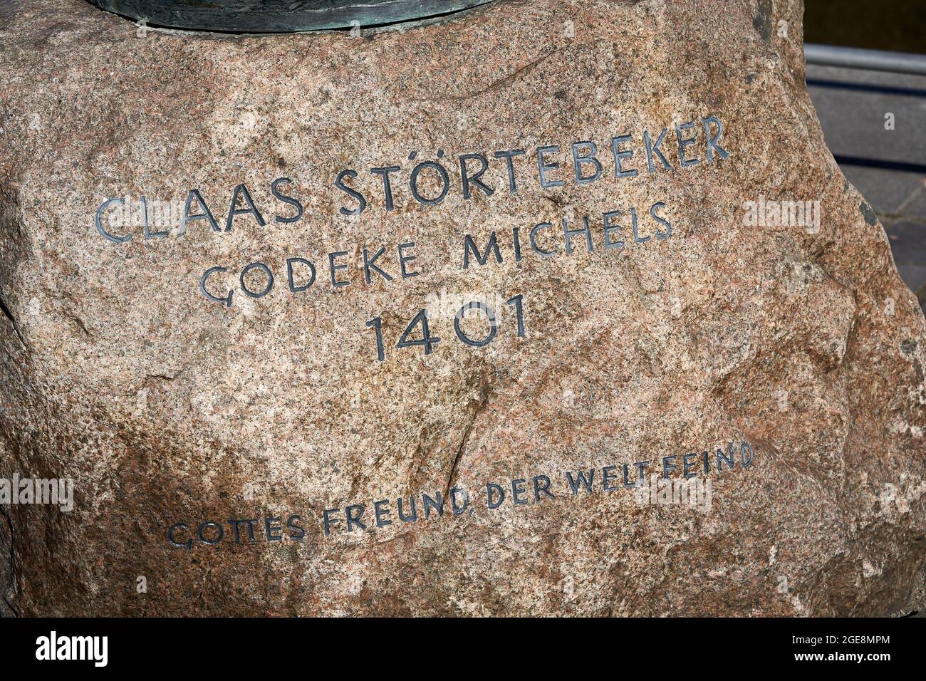 Inscription on the socle of the Stoertebeker Monument in Hamburg's ...