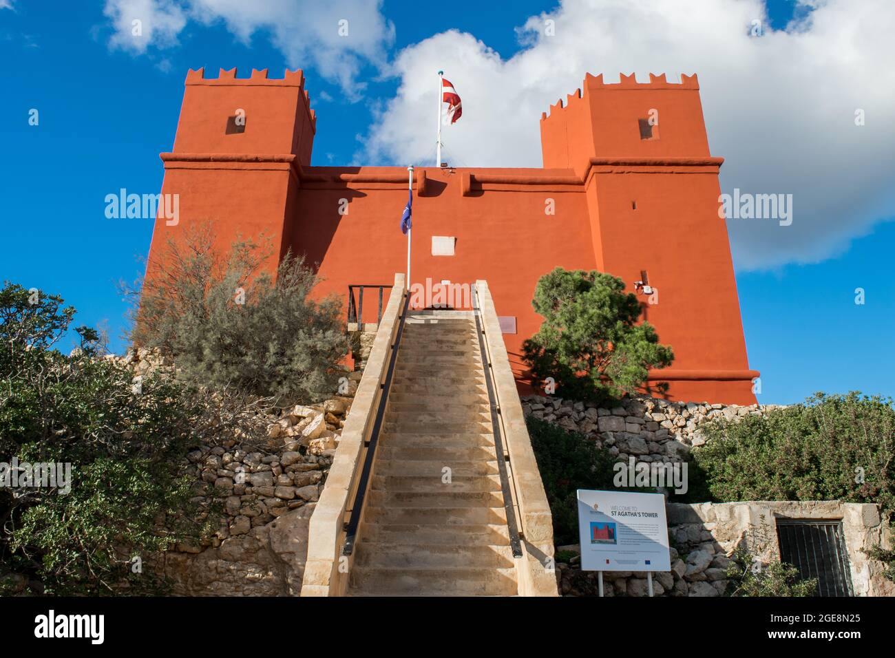 MELLIEHA, MALTA - Jan 04, 2021: St Agatha's Tower, better known as Red ...