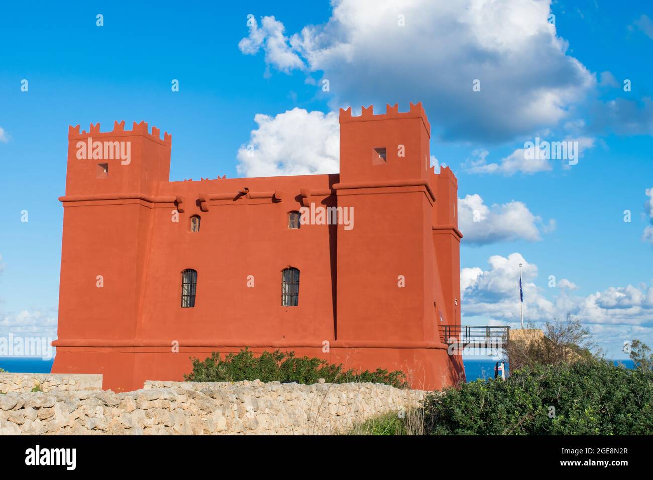 MELLIEHA, MALTA - Jan 04, 2021: St Agatha's Tower, better known as Red ...