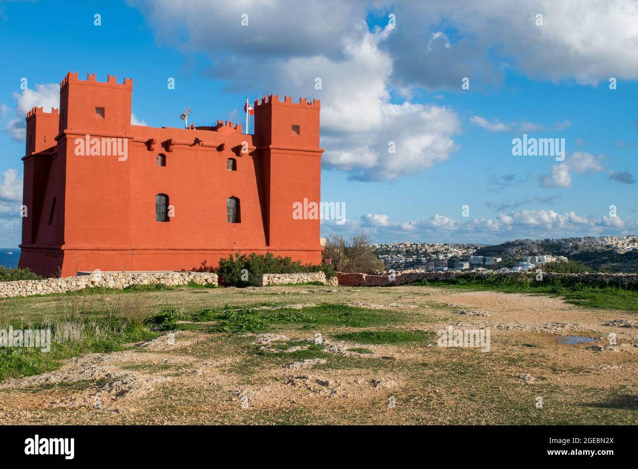 MELLIEHA, MALTA - Jan 04, 2021: St Agatha's Tower, better known as Red ...