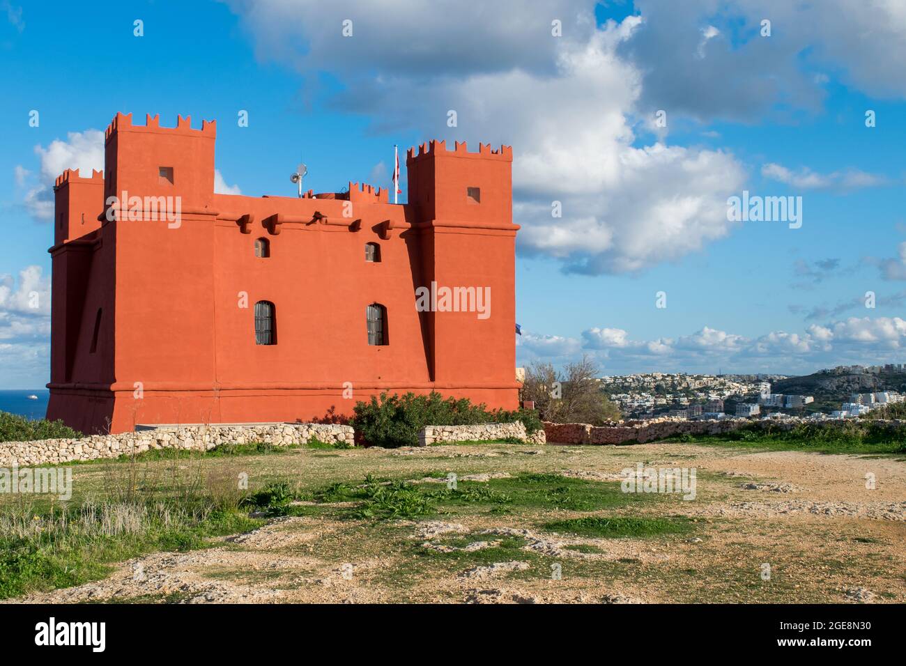 MELLIEHA, MALTA - Jan 04, 2021: St Agatha's Tower, better known as Red ...