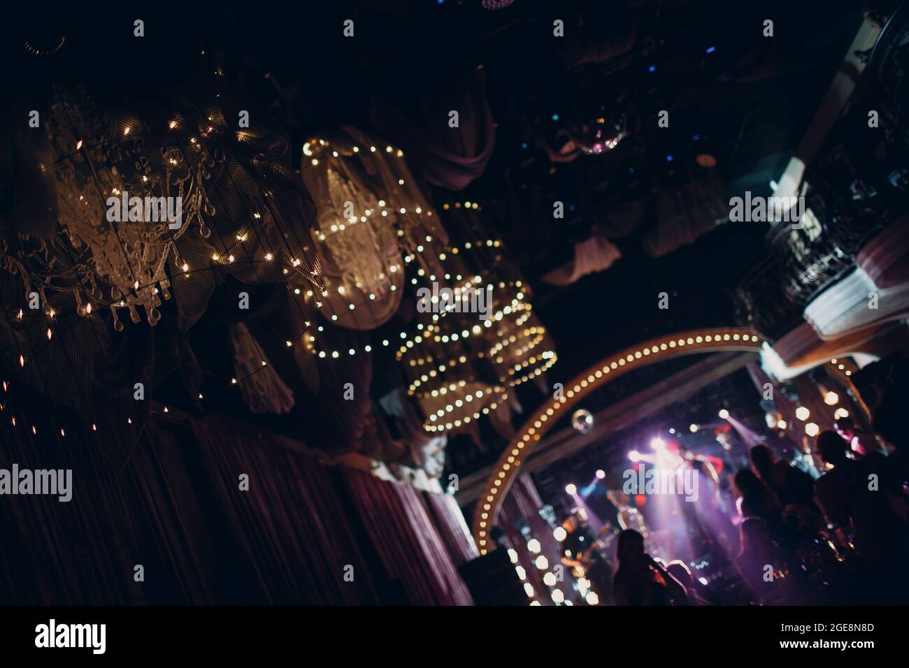 Silhouettes of a crowd on show in night club celebration Stock Photo ...