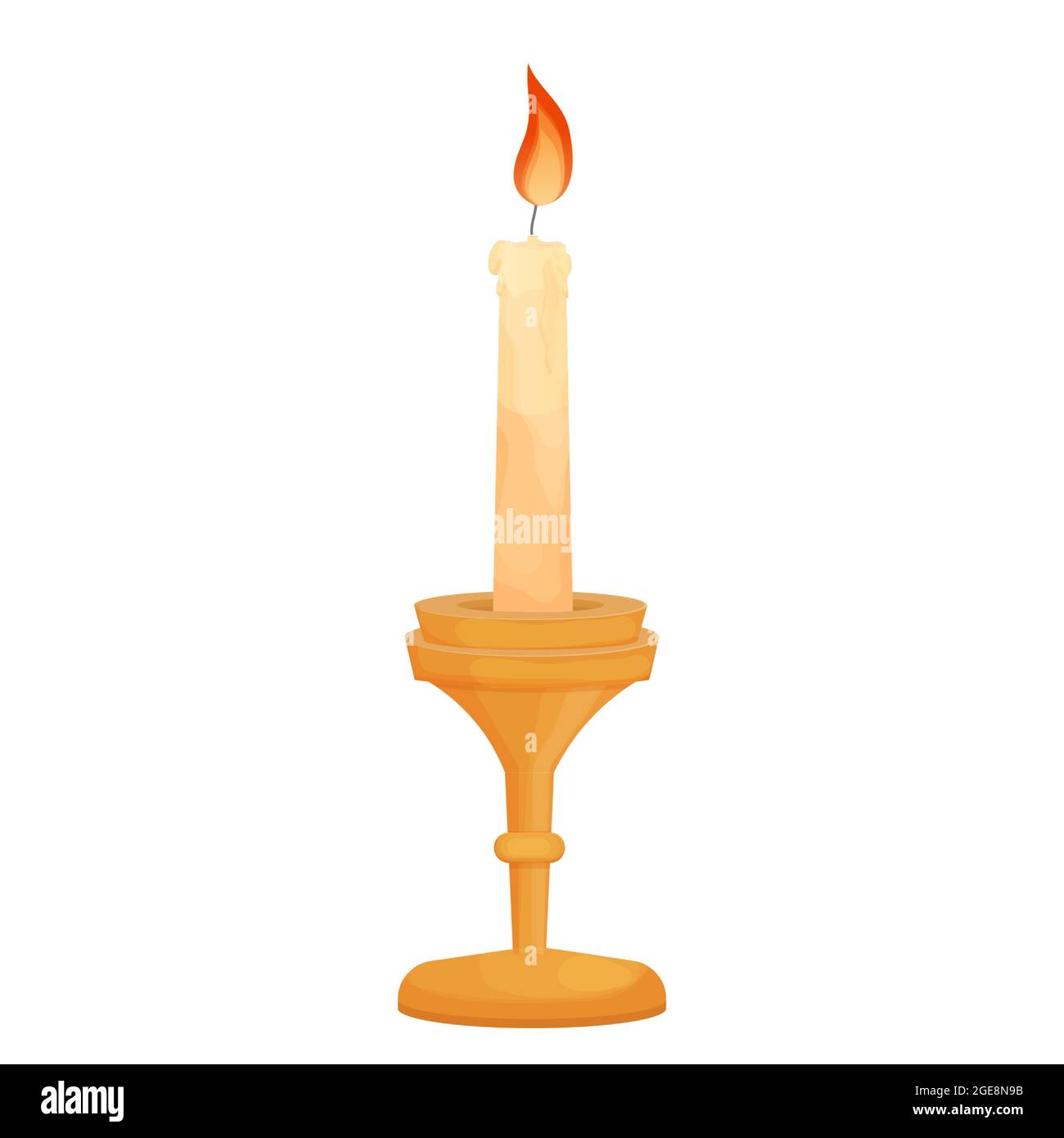 Candle with fire in cartoon style isolated on white background. Mystic ...