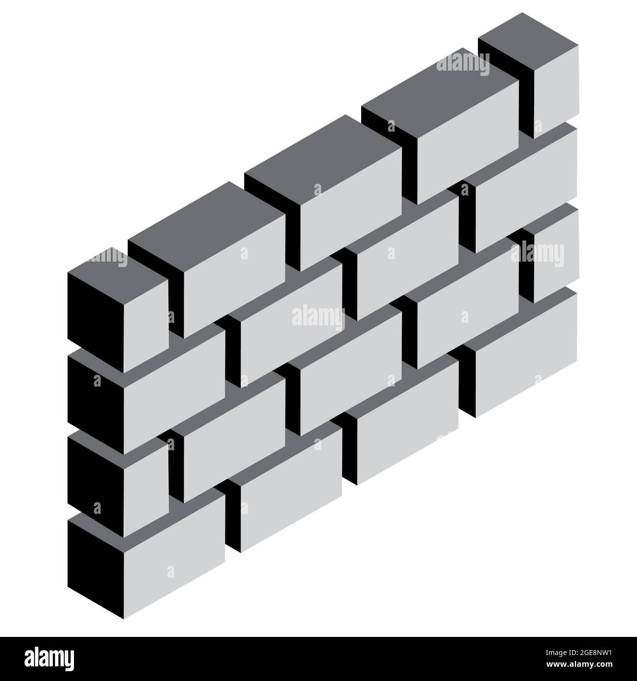 brick wall on white background. firewall sign. brick wall Isometric ...