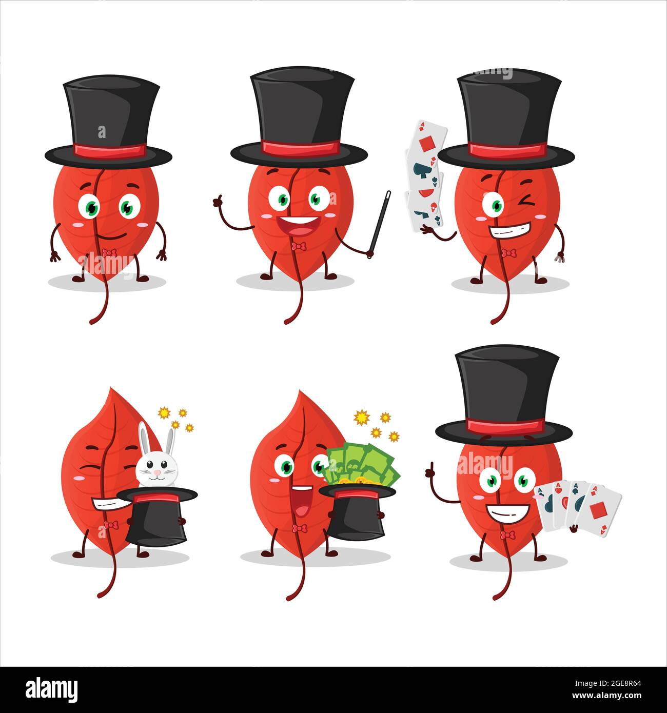 A hornbeam leaf Magician cartoon character perform on a stage. Vector ...