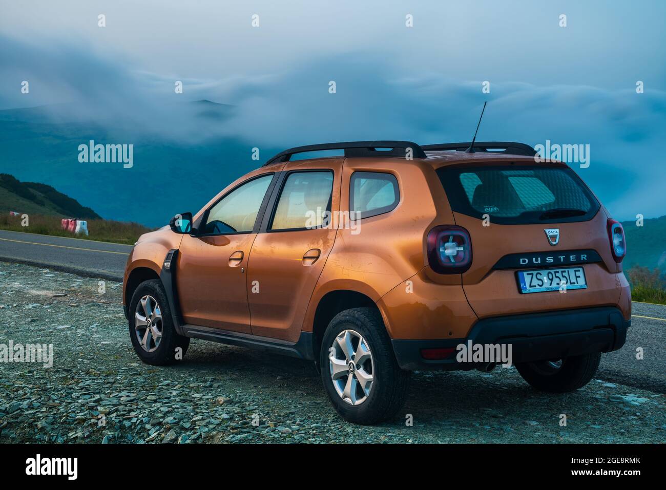 SUV DACIA Duster standing at a mountain route in Romania Stock Photo ...