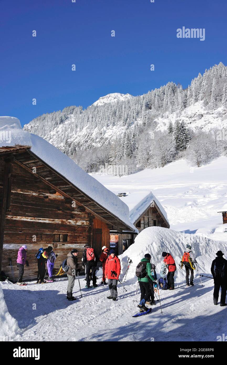 FRANCE, HAUTE-SAVOIE (74) ARAVIS MOUNTAINS, LE GRAND-BORNAND SKI RESORT ...