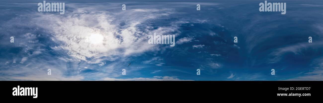 Blue sky panorama with Cirrus clouds. Seamless hdr 360 degree pano in ...