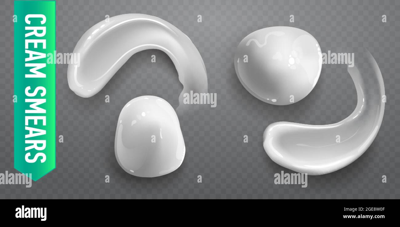 Set of realistic cosmetic cream smears. Skincare product of different ...