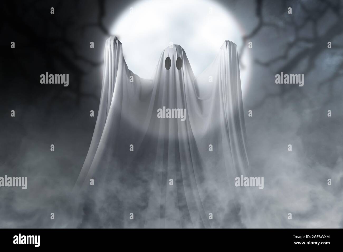 White ghost haunting night hi-res stock photography and images - Alamy