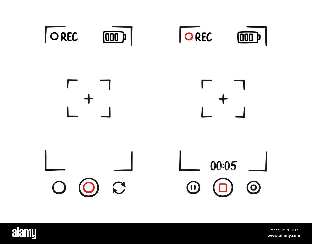 Hand drawn viewfinder frame of phone camera. Screen of video recorder ...