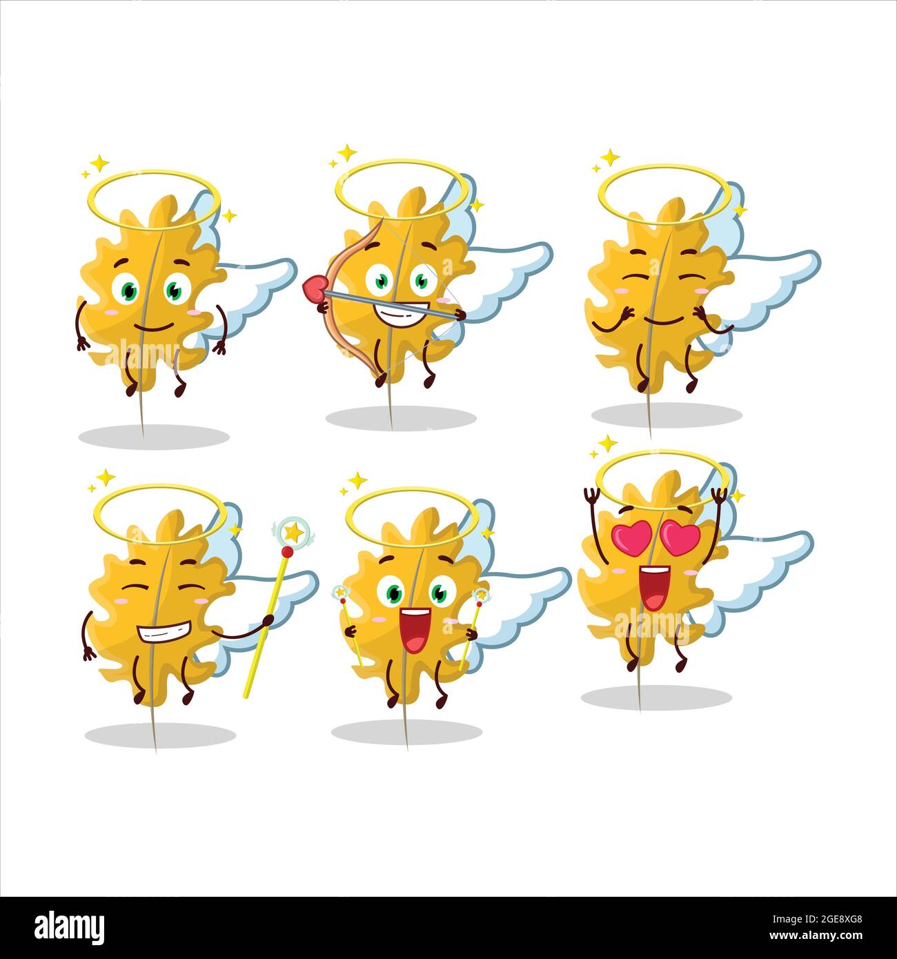 Oak Yellow Leaf Angel Cartoon Designs As A Cute Angel Character Vector
