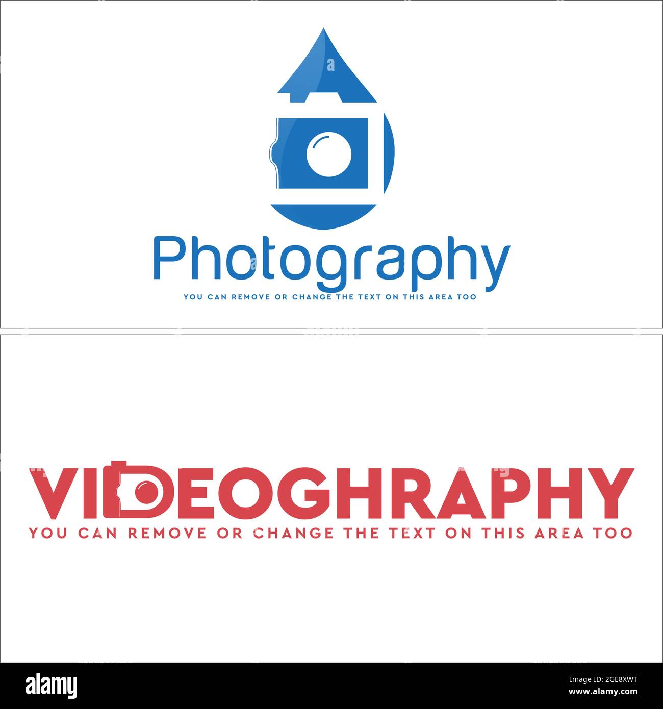 Red blue lens camera icon initial lettering photography logo Stock ...