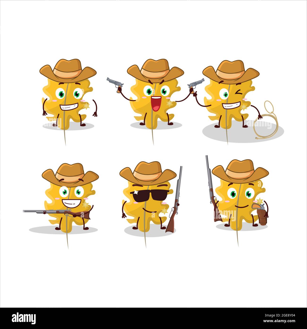 Cool cowboy oak yellow leaf angel cartoon character with a cute hat ...
