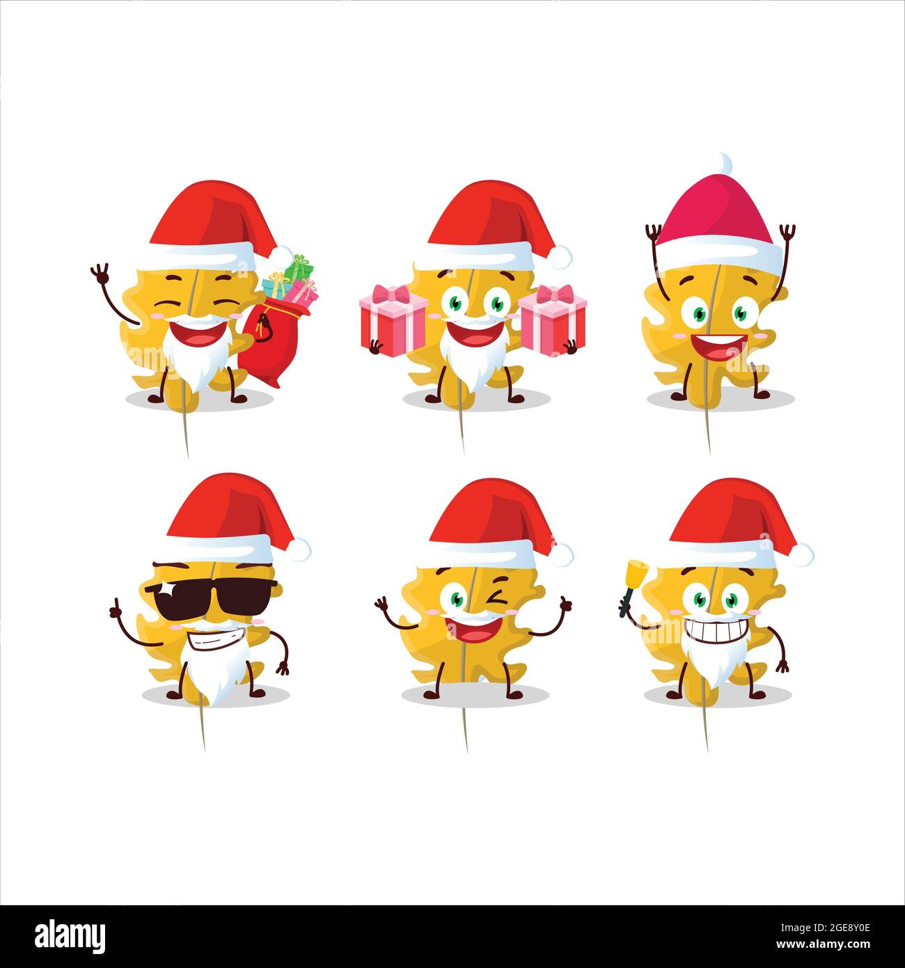 Santa Claus emoticons with oak yellow leaf angel cartoon character ...