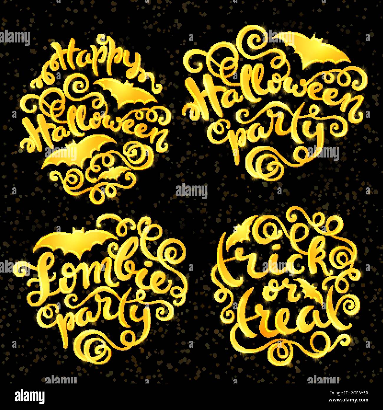 Set of handlettering phrases for Happy Halloween party, zombie party ...