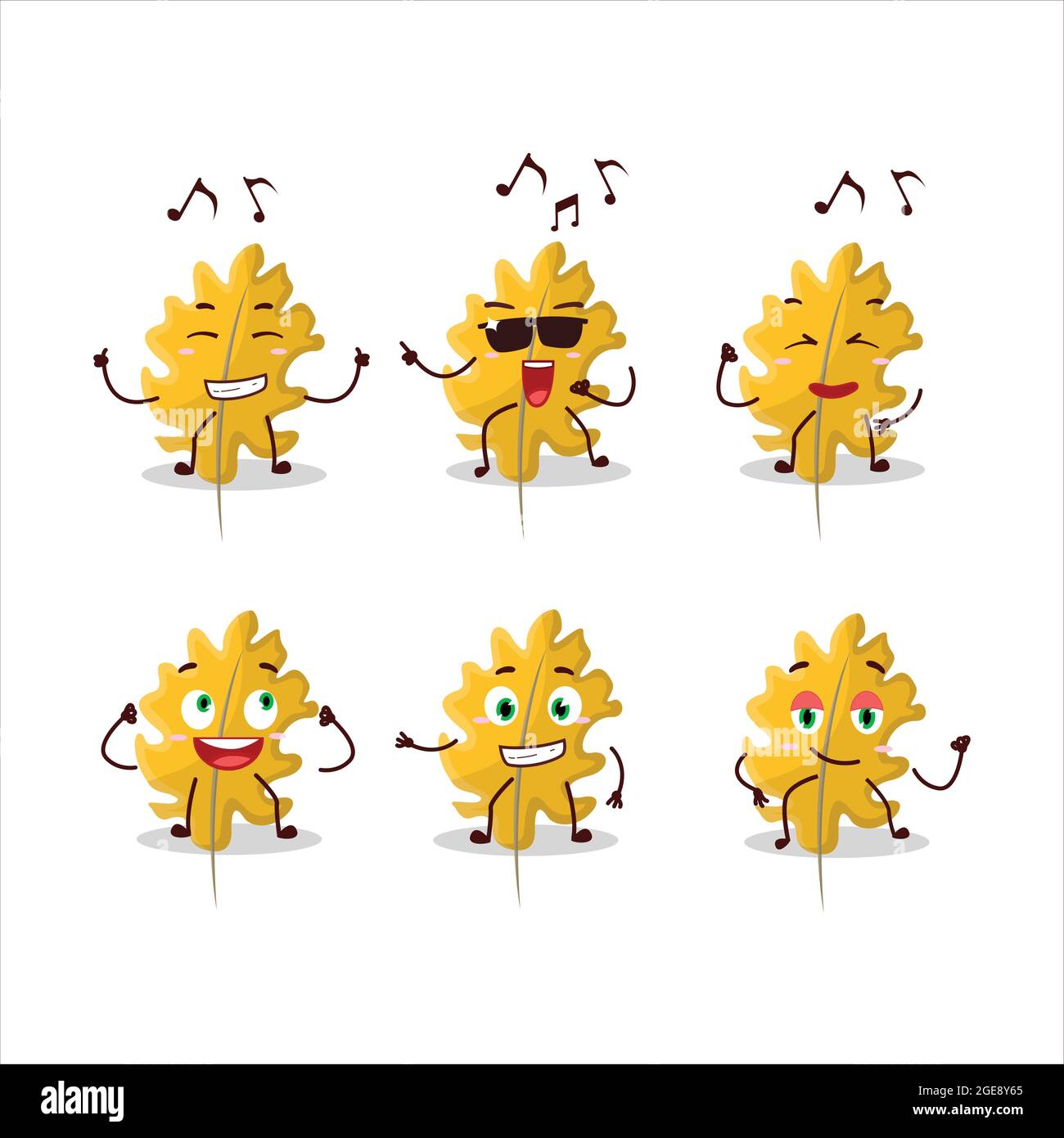 An image of oak yellow leaf angel dancer cartoon character enjoying the ...