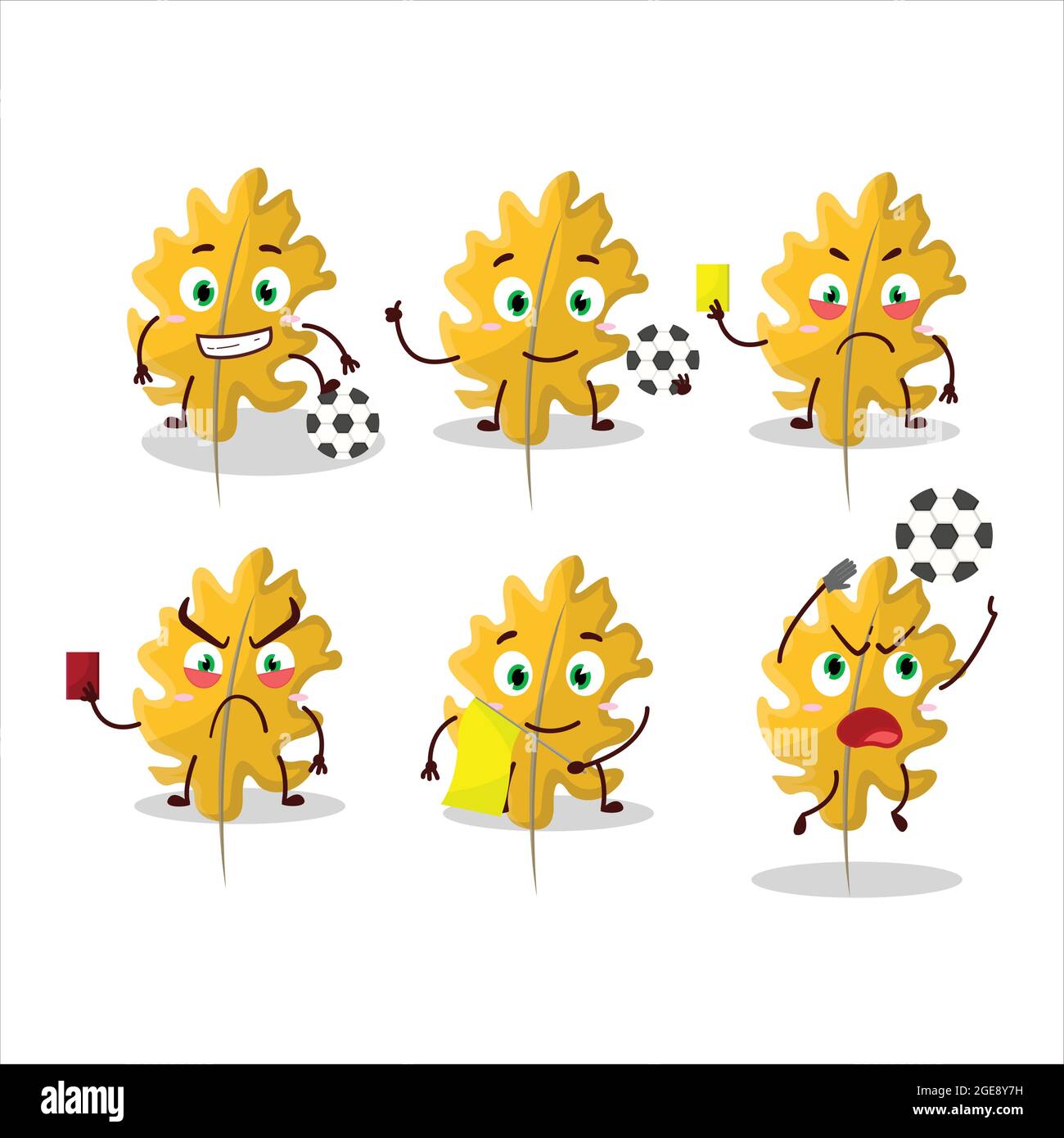 Oak yellow leaf angel cartoon character working as a Football referee ...