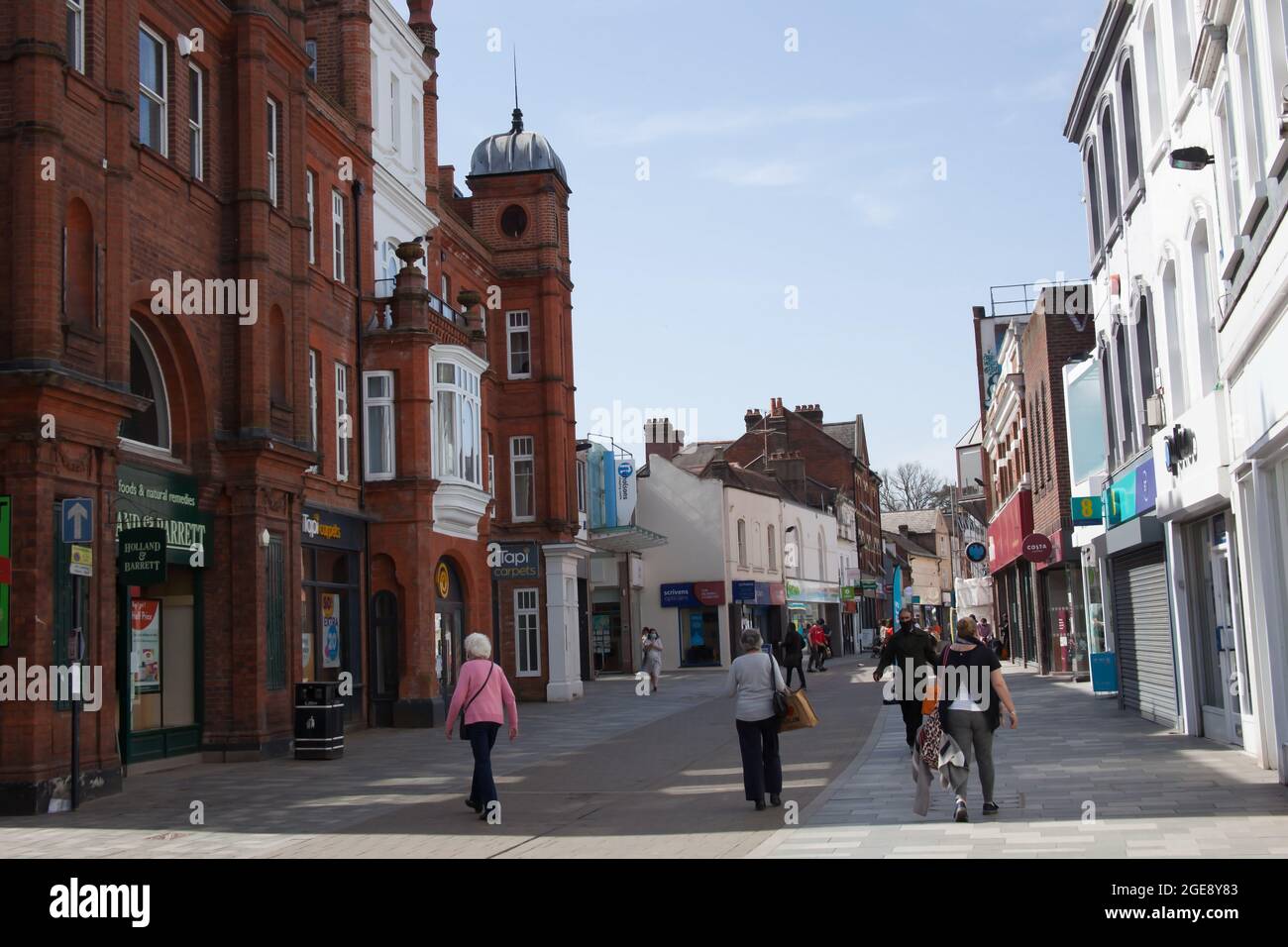 Views of shops on the High Street in Maidenhead, Berkshire in the UK ...