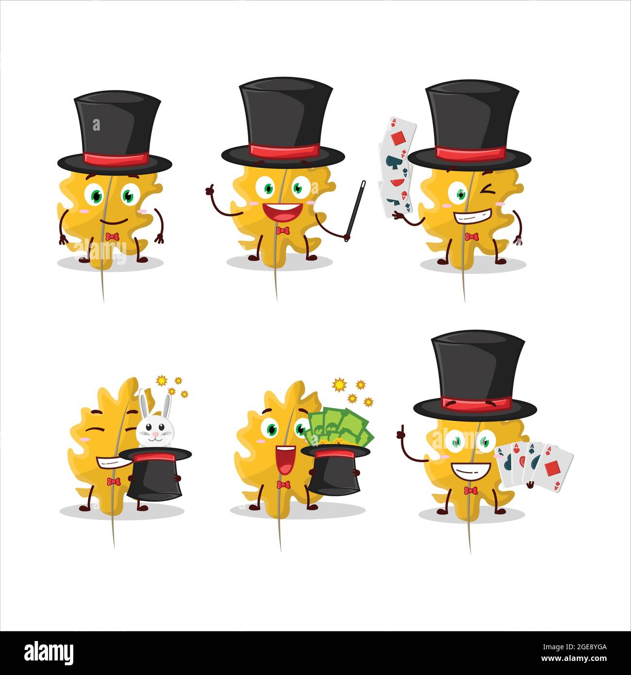 A oak yellow leaf angel Magician cartoon character perform on a stage ...