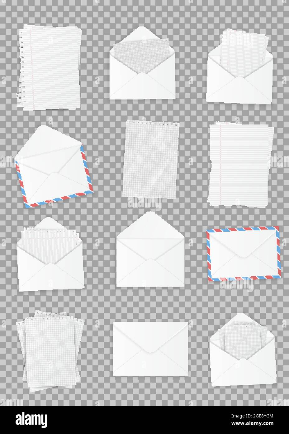 Collection of various realistic white papers. Office paper of different ...