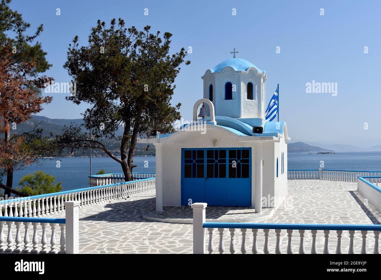 Greece, orthodox chapel in Iraklitsa on mediterranean sea Stock Photo ...