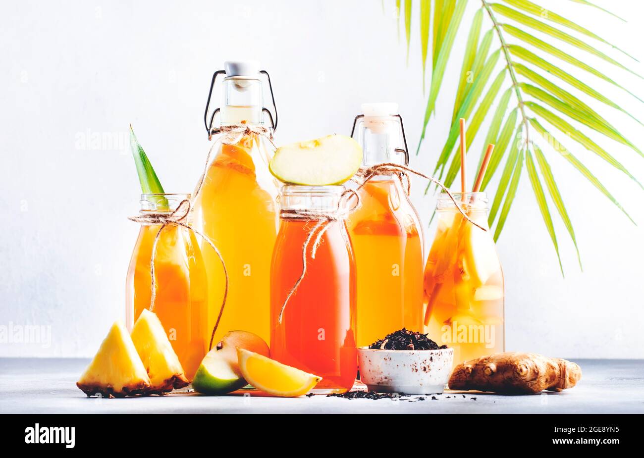 Healthy Fermented Kombucha Drinks. Probiotic superfood tea, keto diet ...