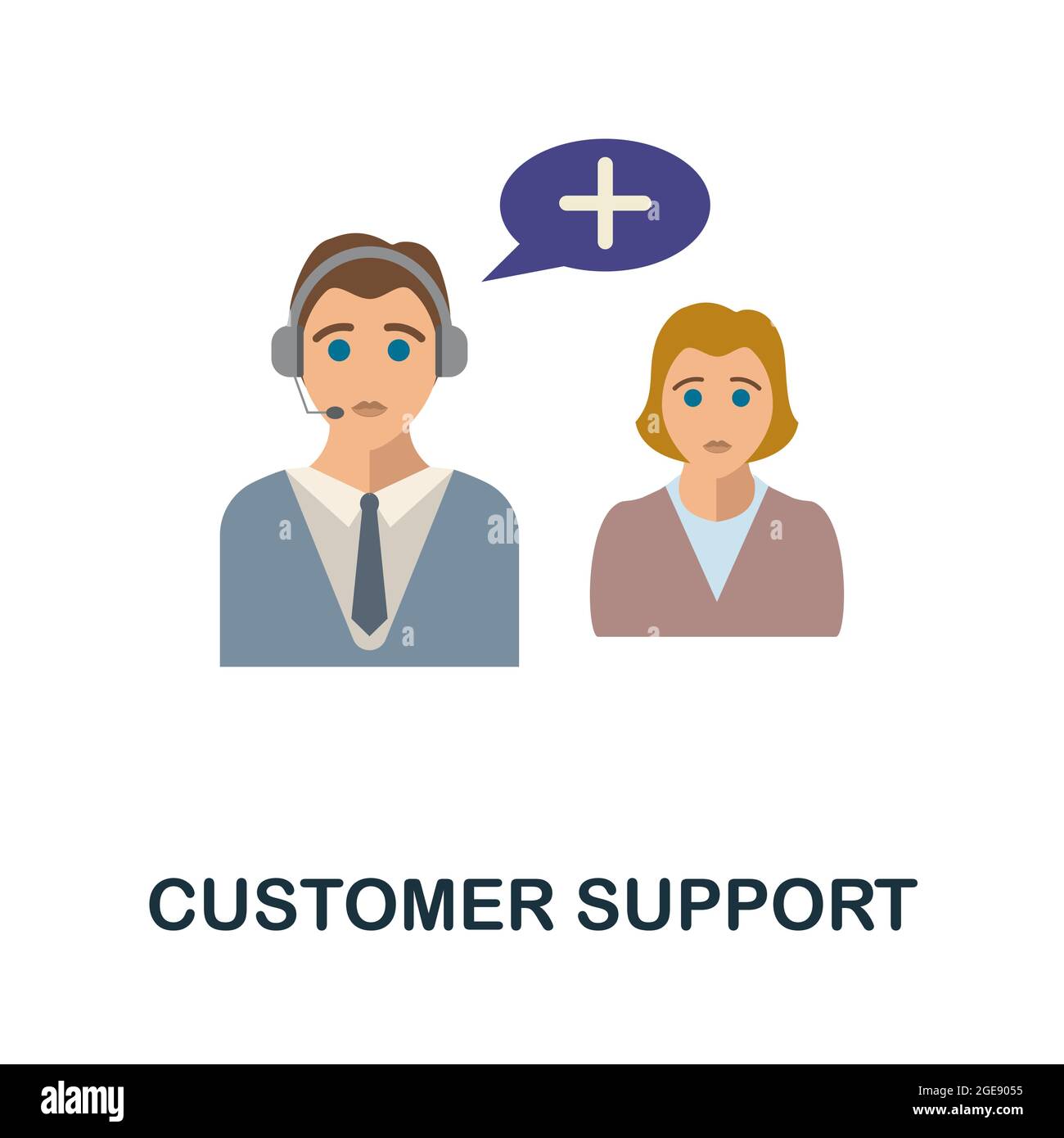 Customer Support flat icon. Colored sign from customer service ...