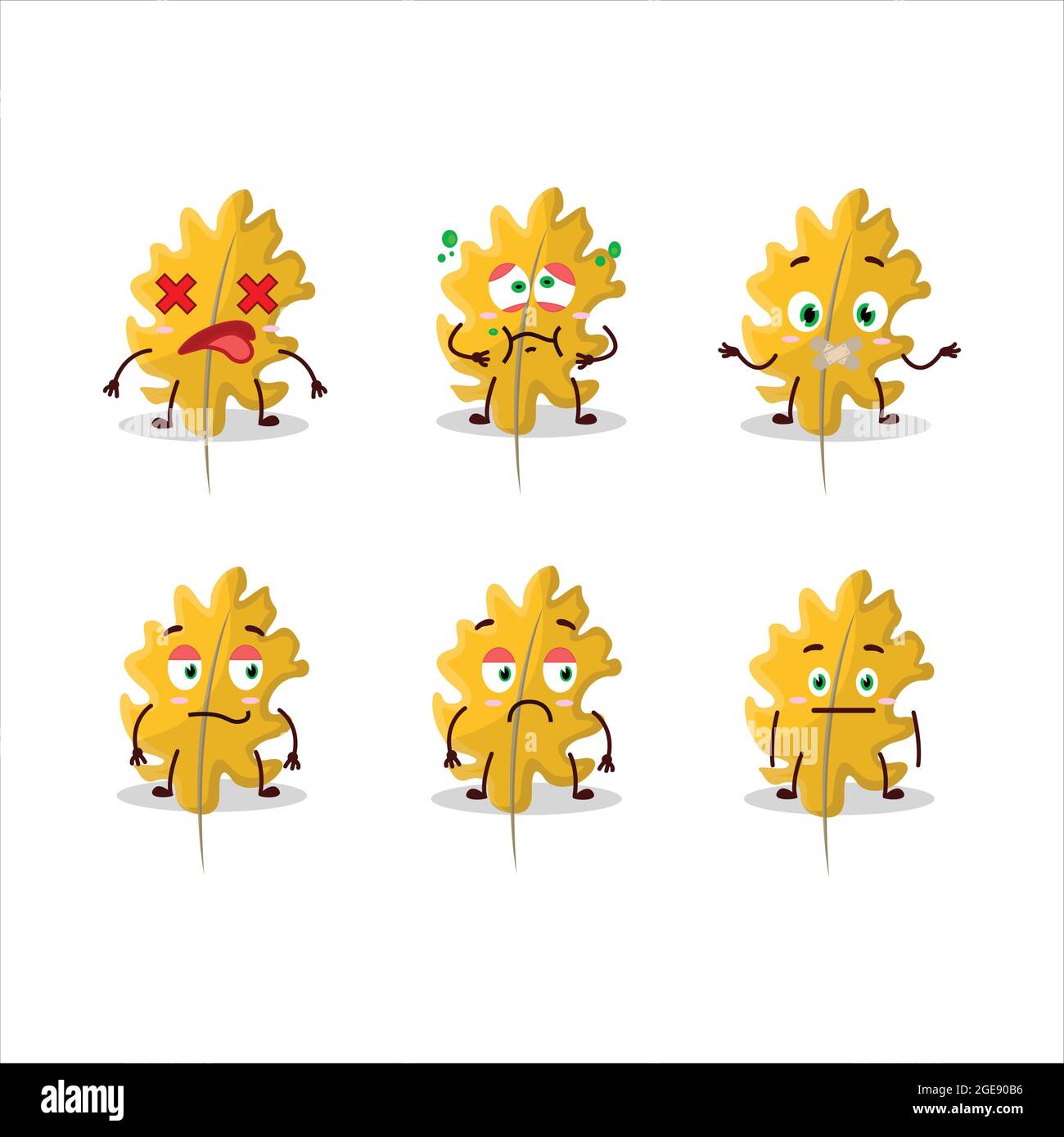 Oak yellow leaf angel cartoon character with nope expression. Vector ...