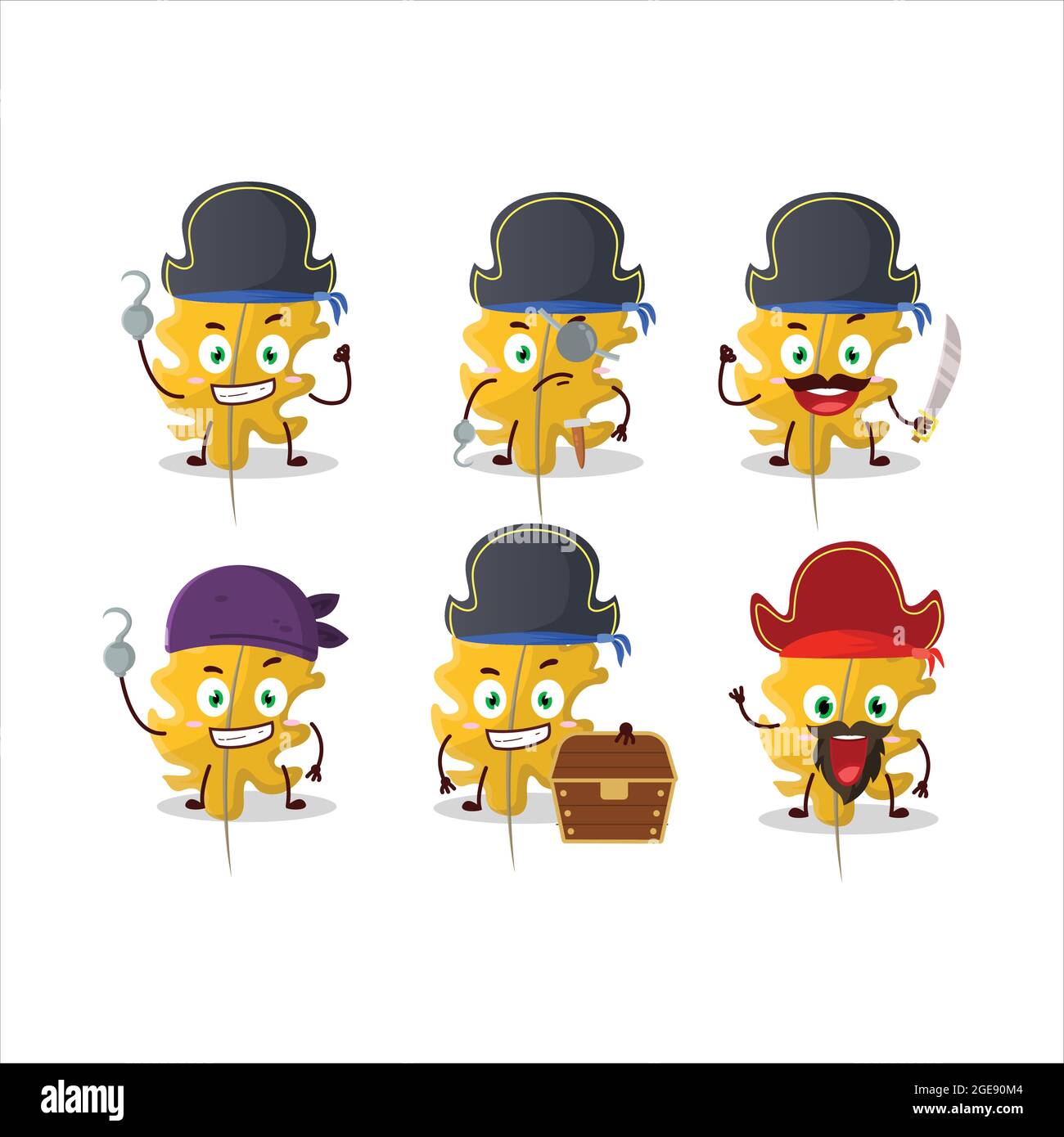Cartoon character of oak yellow leaf angel with various pirates ...