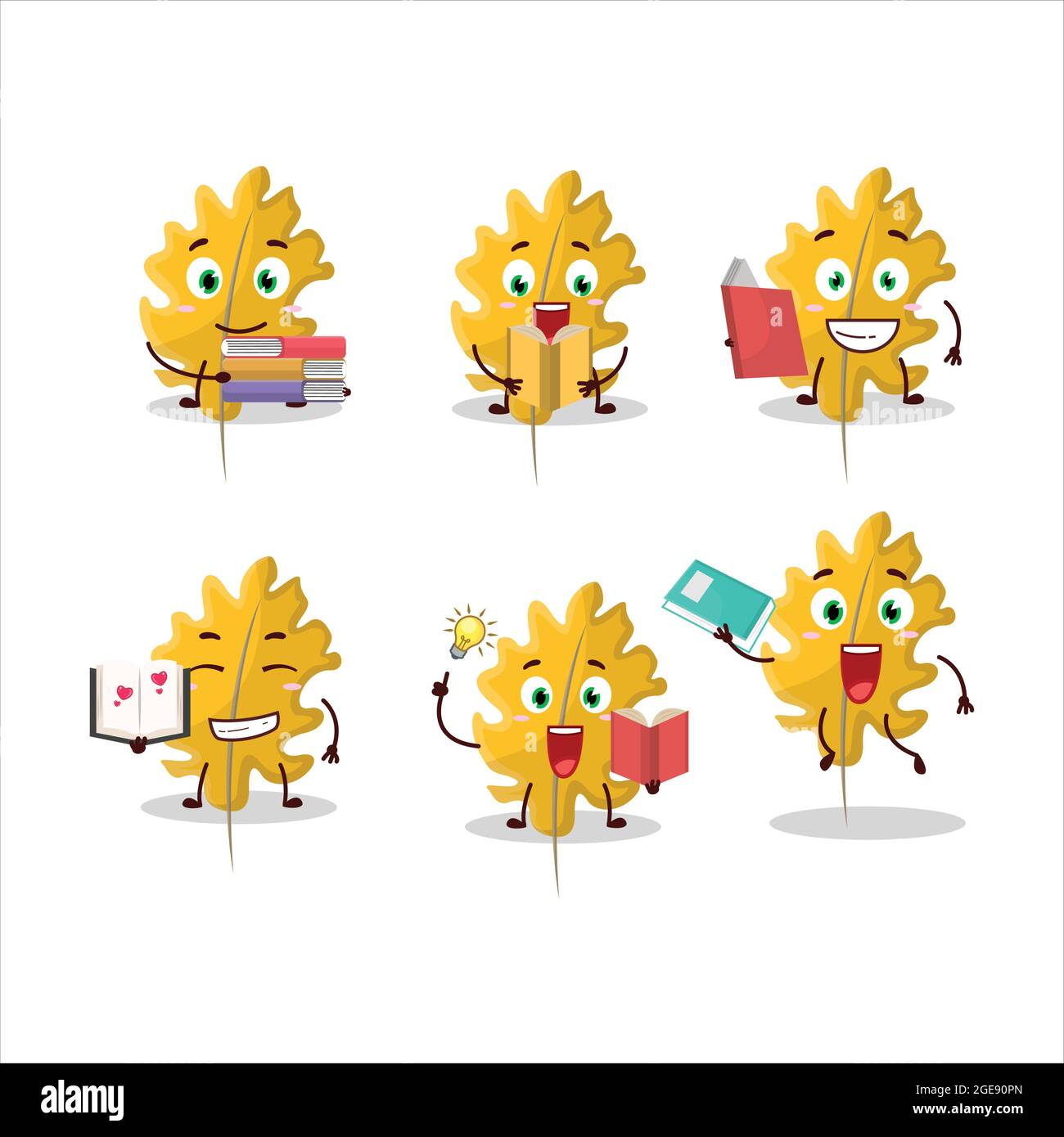A picture of oak yellow leaf angel cartoon character concept reading an ...