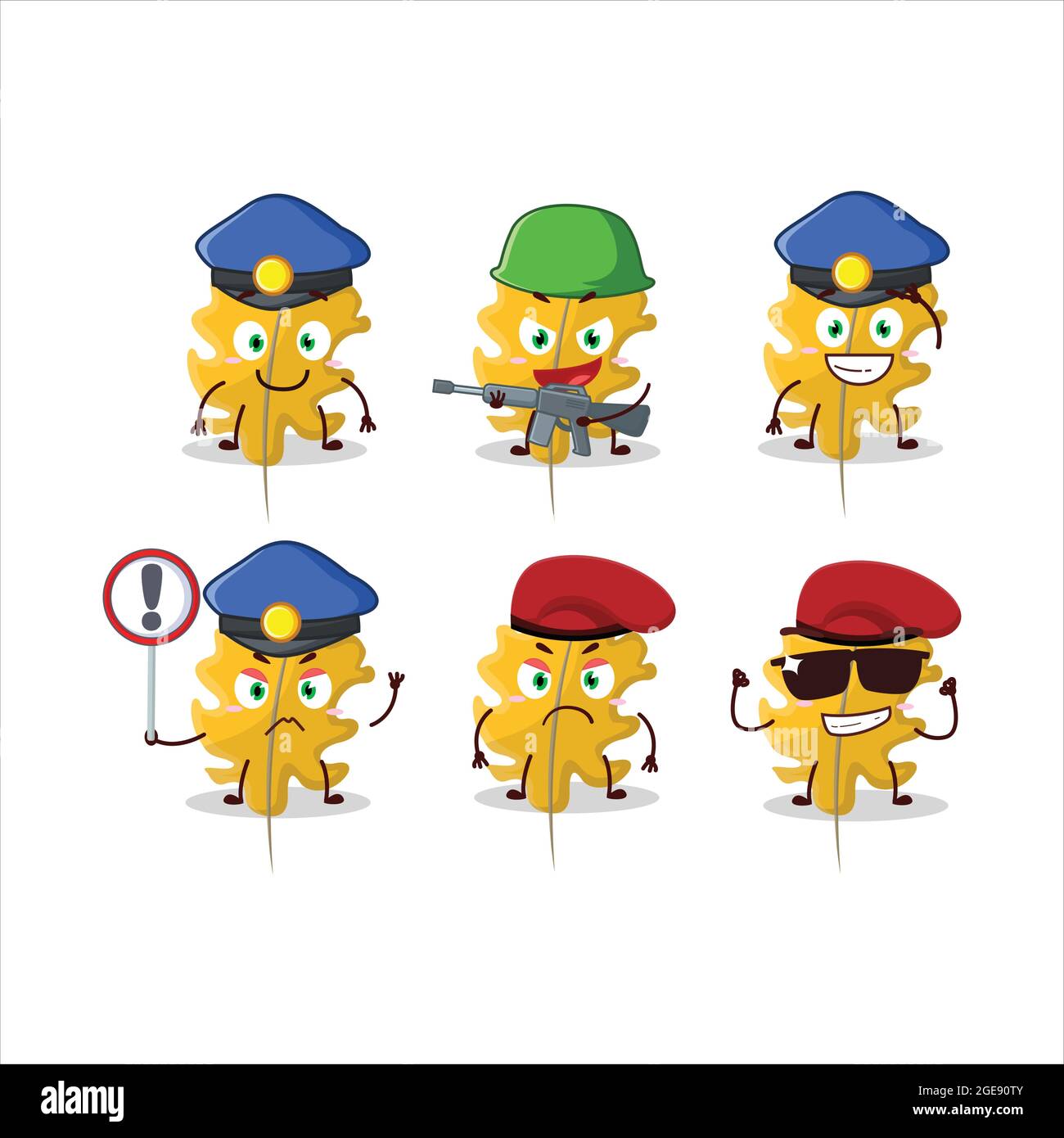 A dedicated Police officer of oak yellow leaf angel mascot design style ...