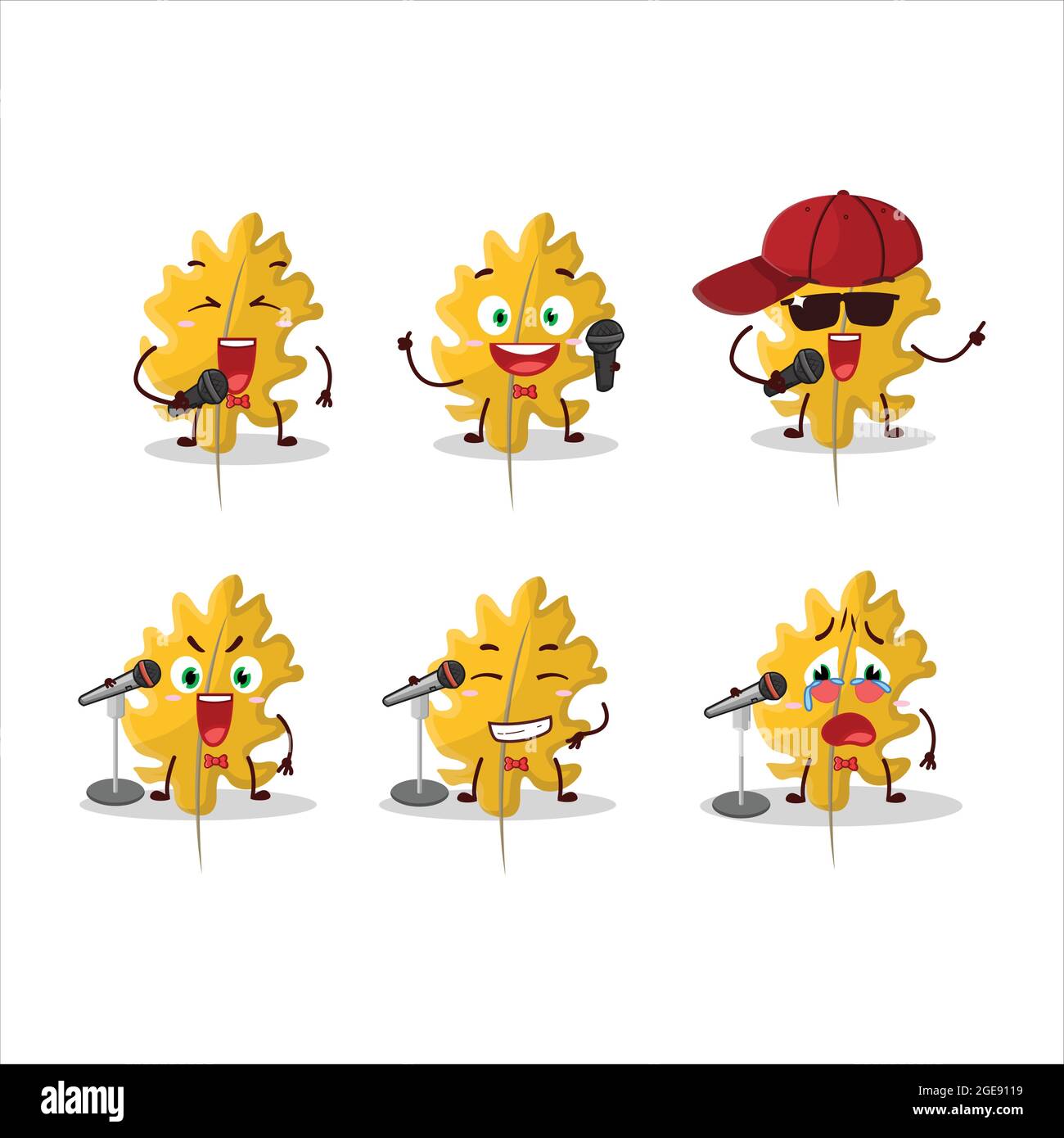 A Cute Cartoon design concept of oak yellow leaf angel singing a famous ...