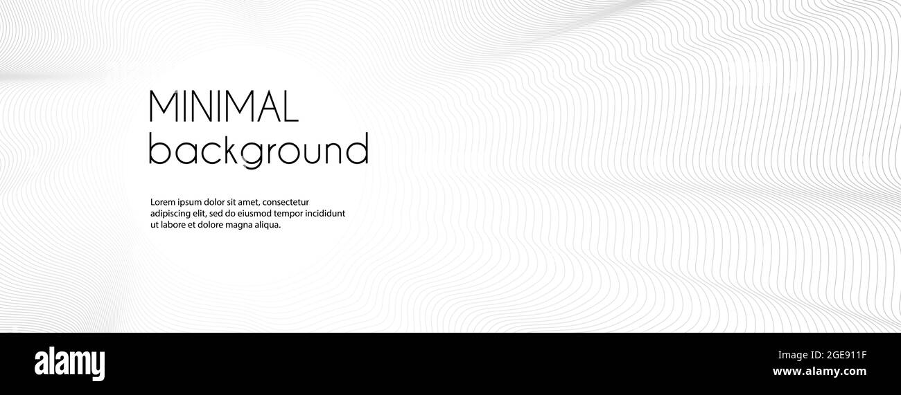Minimal white banner with wavy lines. Abstract long vector background ...