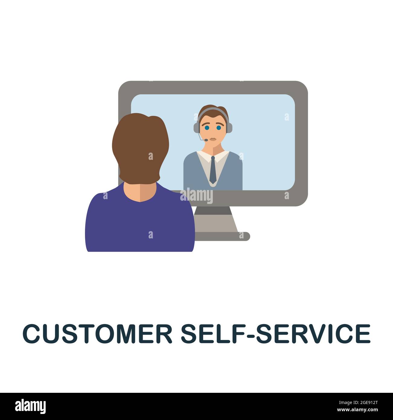 Customer Self-Service flat icon. Colored sign from customer service ...
