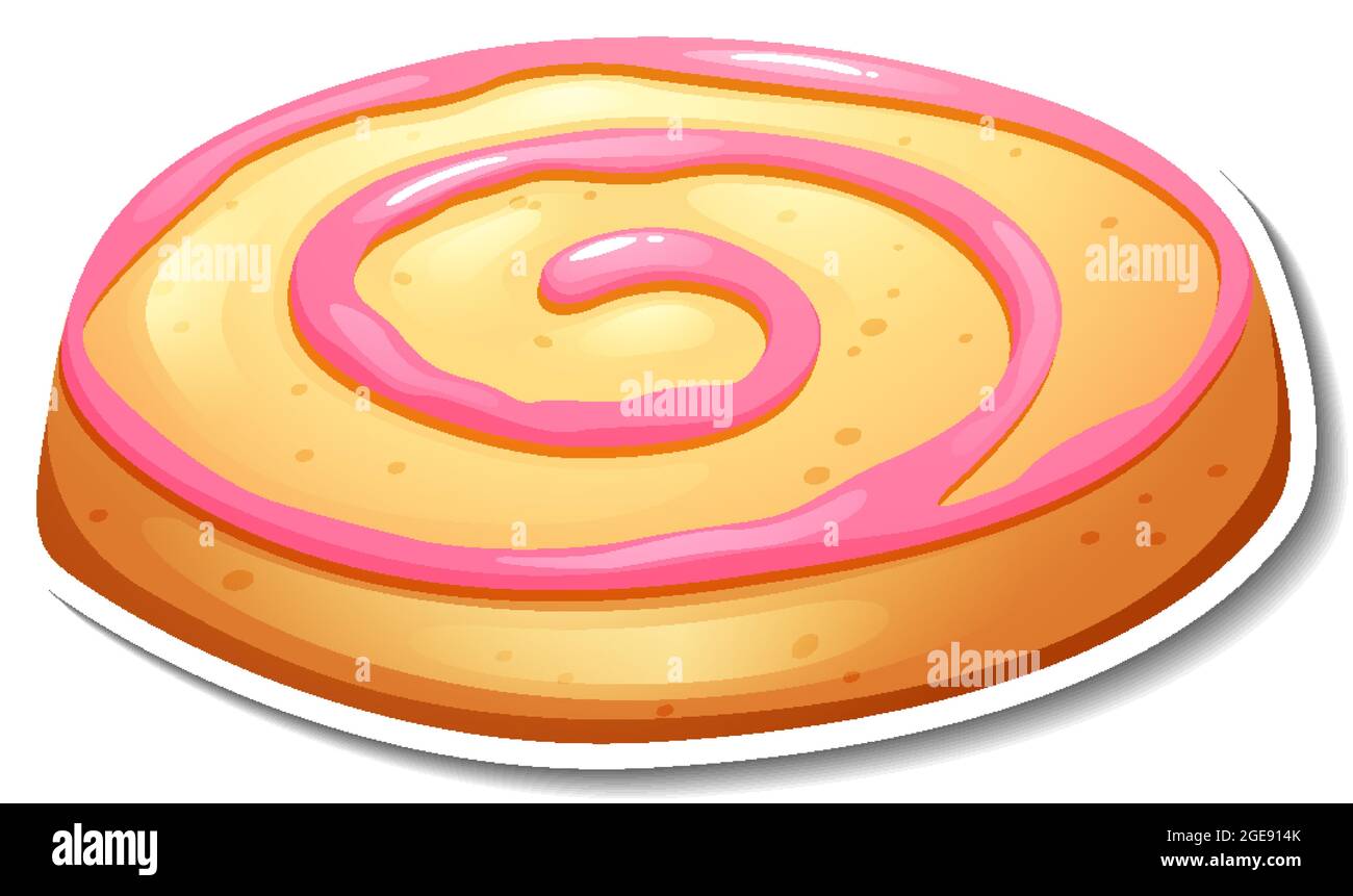 Strawberry cookie sticker on white background illustration Stock Vector ...