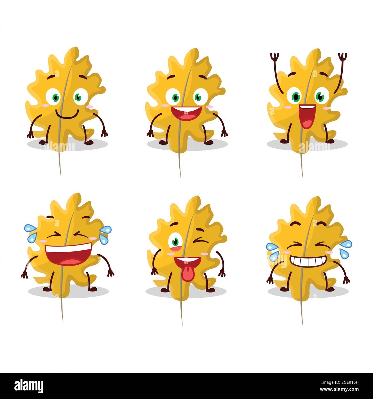 Cartoon character of oak yellow leaf angel with smile expression ...