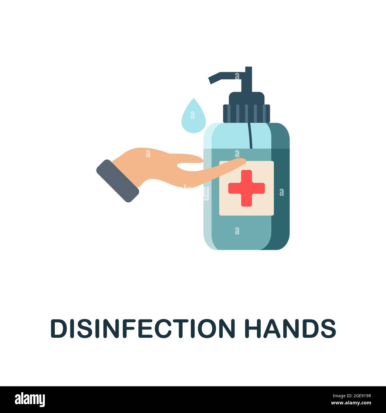 Disinfection Hands flat icon. Colored sign from disinfection collection ...