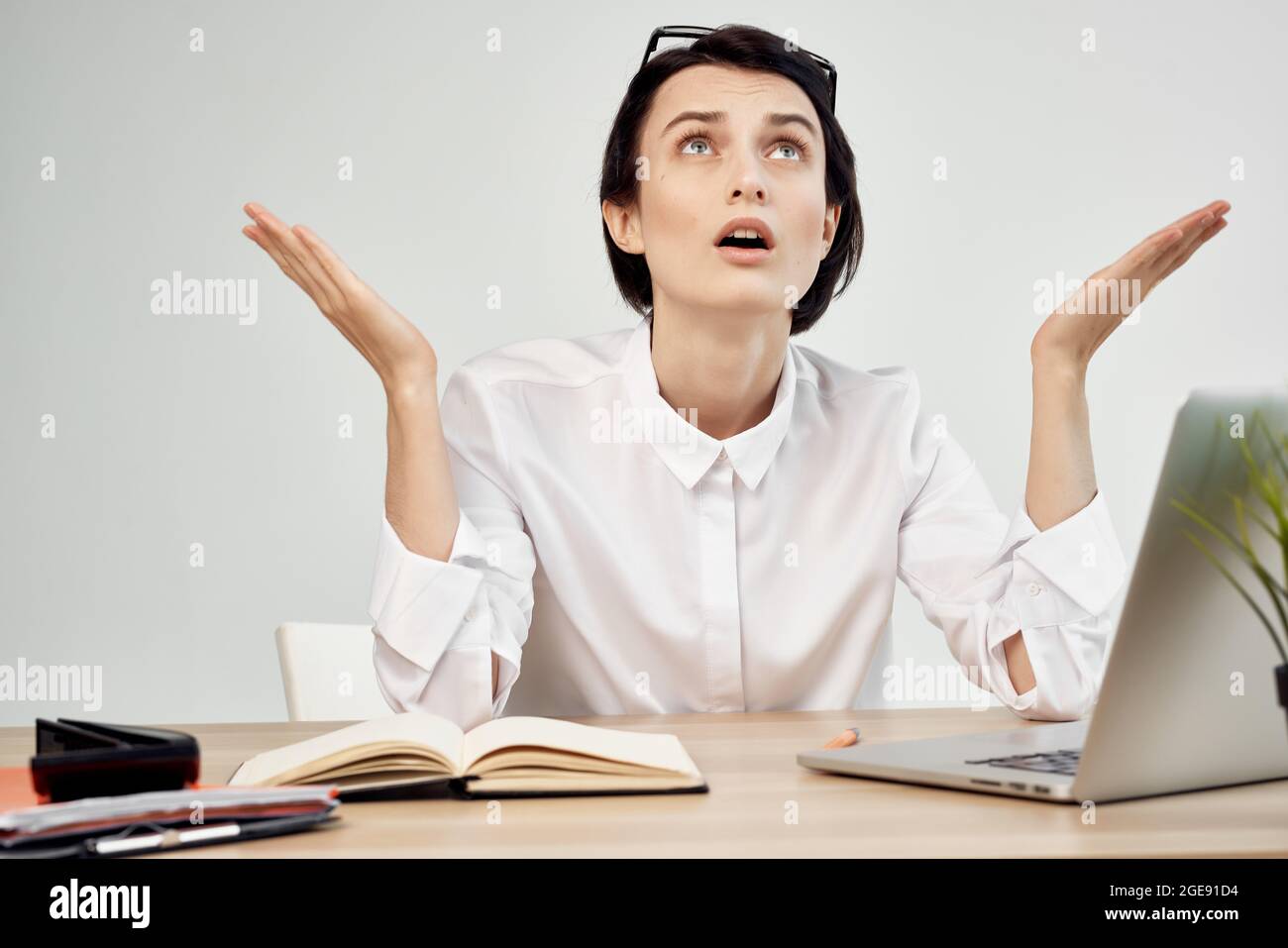 female manager in the office documents Professional Job isolated ...